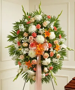 Expressions of Comfort Standing Spray: Peach, Orange & White Mixed ...