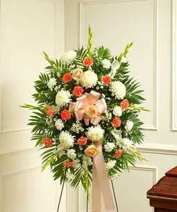Expressions of Comfort Standing Spray: Peach, Orange & White Mixed ...